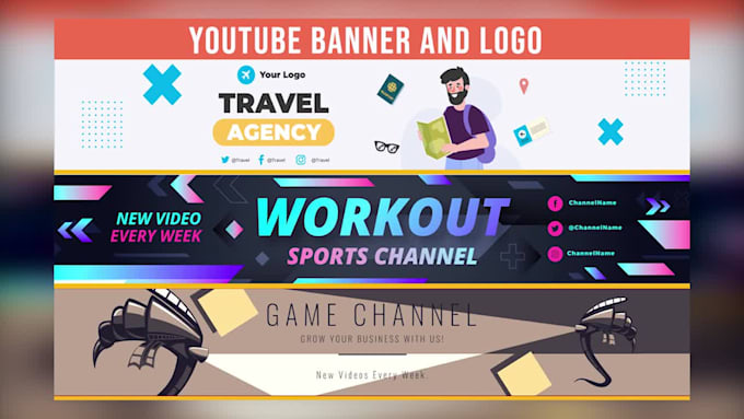 Youtube channel branding with logo, banner, and thumbnail by Mazdoor79 ...