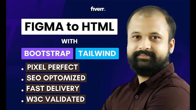 Convert figma, psd, xd, canva to html css or react with tailwind or ...