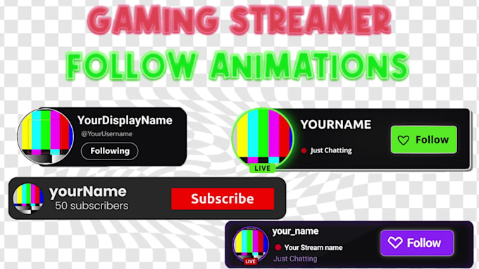 Create follow animations for your streaming channel by Shakhramoon | Fiverr Create follow animations for your streaming channel by Shakhramoon | Fiverr