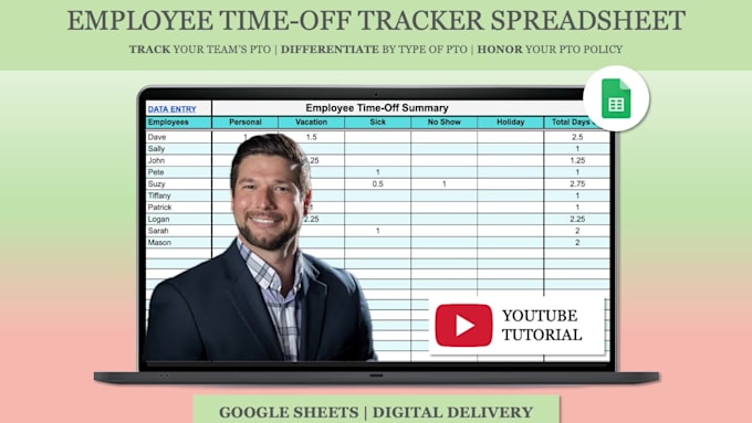 Send you an employee pto time off tracker google sheets template by Pft ...