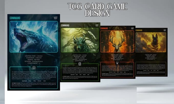 Design trading card game template, tcg ccg frame card layout and box ...