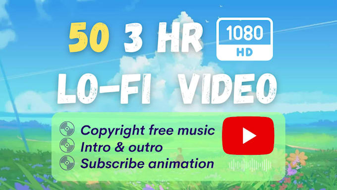 Create 50x3hr lofi beats loop animated chill hip hop videos for youtube by Starkvid | Fiverr