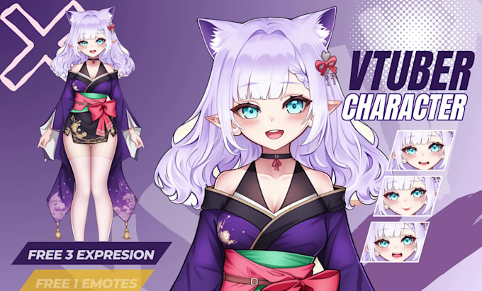 Draw live2d vtuber model, png tuber in anime art style ready to rig ...