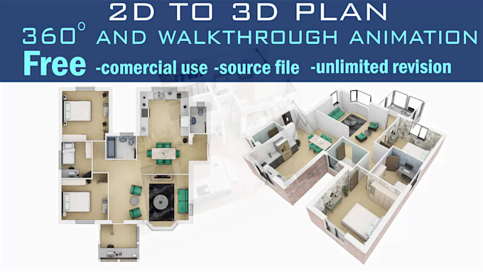 Convert 2d to 3d plan and walkthrough animations by Emad_gholamii | Fiverr