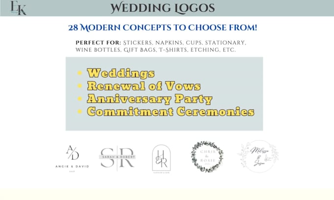 Customize a logo for your wedding, anniversary party, commitment ...