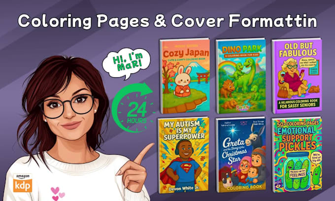 Format your coloring book interior and cover for amazon kdp by Mari ...