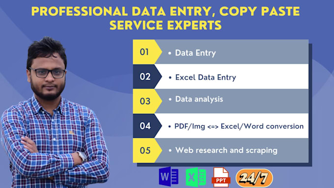Provide you data entry, copy paste service with my experts by Mrmanna | Fiverr
