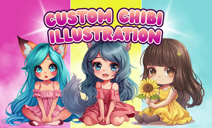 Draw anime chibi illustration for your original character and vtuber by ...