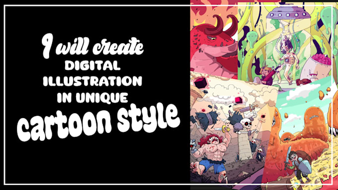 Draw a digital cartoon illustration by Vanjoart | Fiverr
