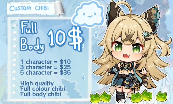 Draw custom chibi full body in my style by Goldfr3d | Fiverr