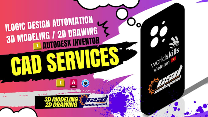 Make cad design from 2d cad, drawing by inventor, solidwork by ...