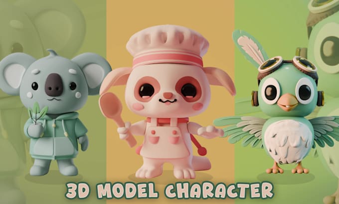 Make cute 3d character modeling animal, furry, mascot, chibi, render in ...