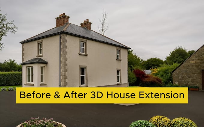 Create a 3d house extension and renovation render with existing ...