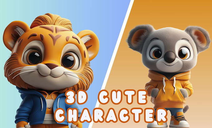 Design 3d cute character model, printing, animal, game, mascot in ...