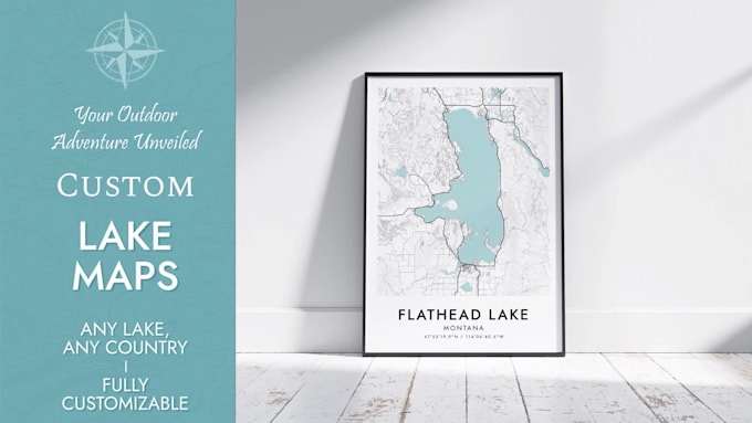 Design a custom lake map, poster wall map, any lake, any country by ...