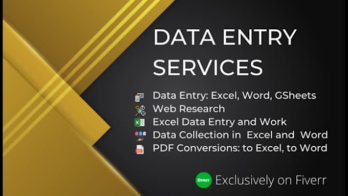 Do data entry, excel, word, pdf to excel and other by R0stefan | Fiverr