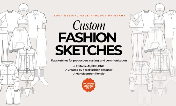 Draw editable, factory ready fashion flat sketches for your garment ...