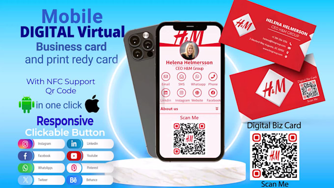 Design professional clickable digital business card, biz card vcard ...