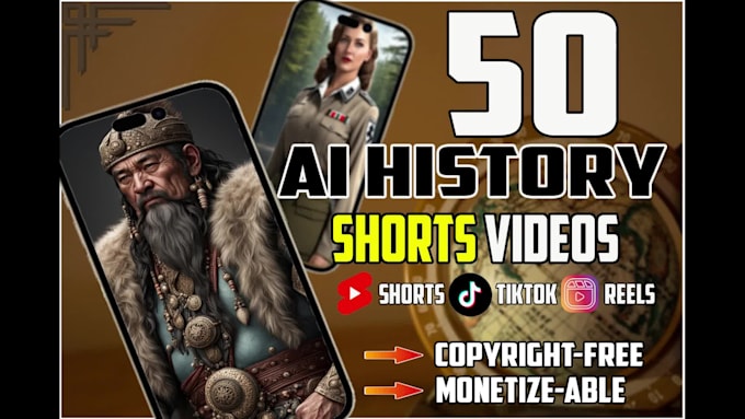 Create 50 viral ai history youtube shorts videos and reels by Tariqali183 | Fiverr