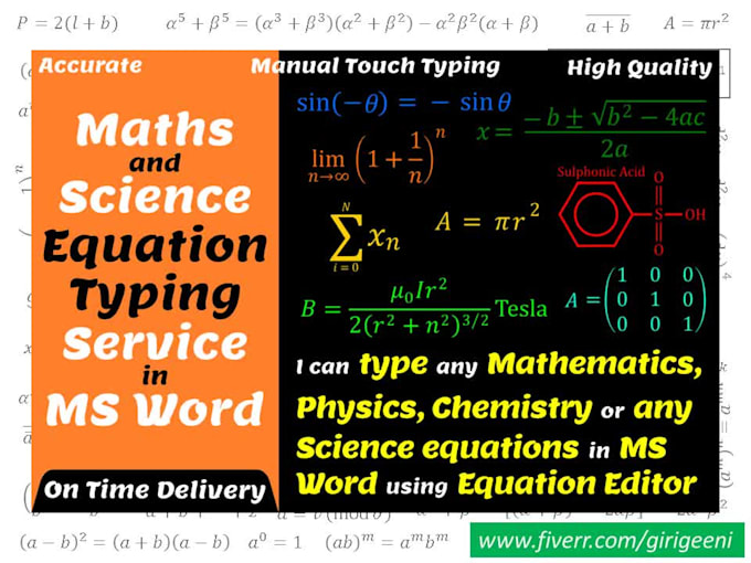 Be your math, science equation typist using equation editor in ms word by Girigeeni | Fiverr