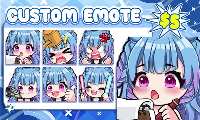 Draw custom chibi twitch emotes, animated emotes vtuber or discord by ...