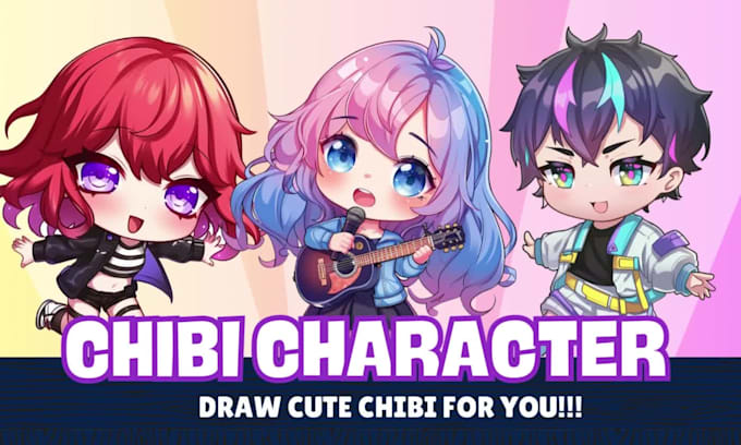 Draw cute anime chibi art character, cute chibi for profile, sticker ...