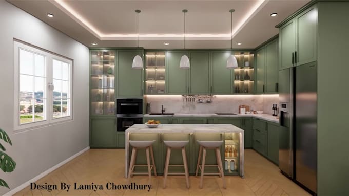 Do kitchen living interior design 3d rendering by Lamiya2020 | Fiverr