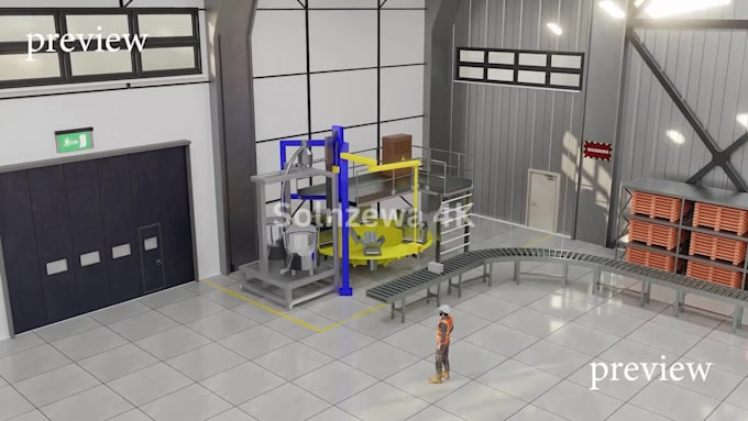 Create 3d factory internal layout animation, 3d warehouse design, 3d ...