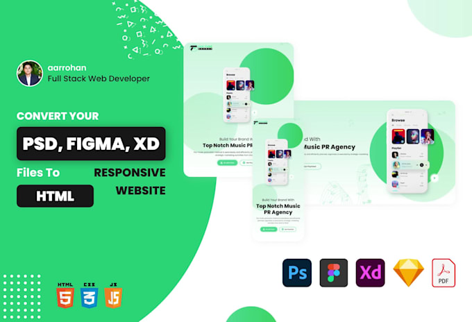 Convert psd to html css responsive website by Aarrohan | Fiverr