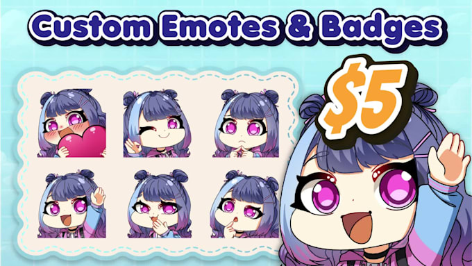 Make cutest emote, animated emotes, badges for vtuber, twitch, discord ...