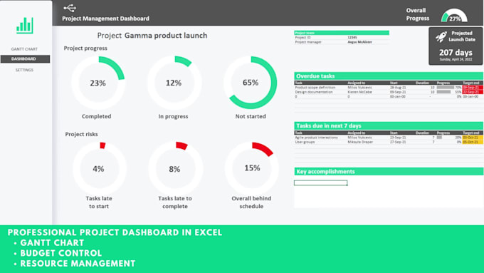 Create interactive dynamic dashboard for project management in excel by ...