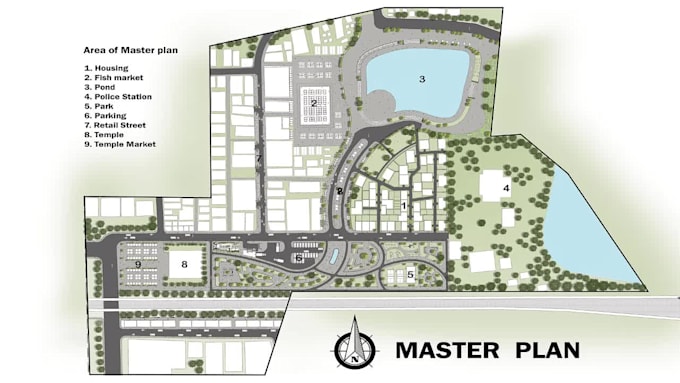 Design master plan, landscape architecture site plan render