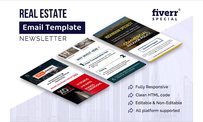Design real estate email template, responsive html newsletter, email ...