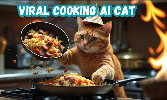 Create viral ai cooking cat, funny ai cat video with ai voice over for ...