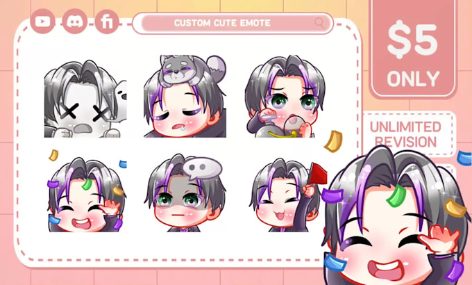 Create cute emote for twitch , kick and discord by Wisnudwinugr324 | Fiverr
