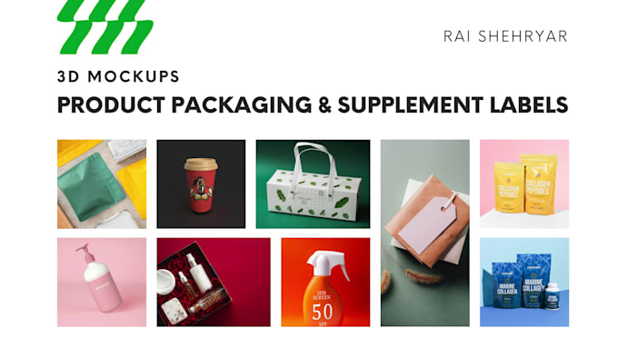 Design product packaging and label with 3d mockups by Rai_shehryar | Fiverr