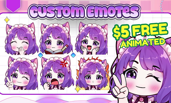 Draw twitch emotes, chibi emotes, vtuber emotes, twitch animated emotes ...