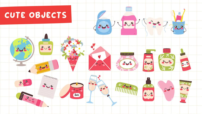 Create cute vector objects in cartoon style by Tetianabylyna | Fiverr
