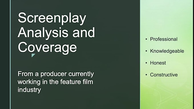 Provide industry standard script notes on your screenplay by Snafupics ...