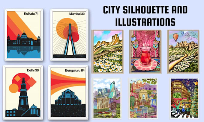 Create city skyline, landmarks, country for wall art, etsy by Ipsi_goch ...