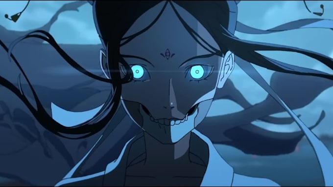 Create realistic 2d music video animation, japanese cartoon anime style ...