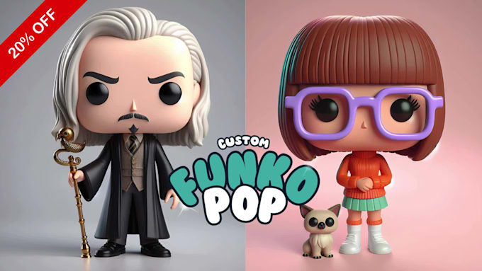 Crea un personaje funko pop 3d para impresión y renderizado 3d