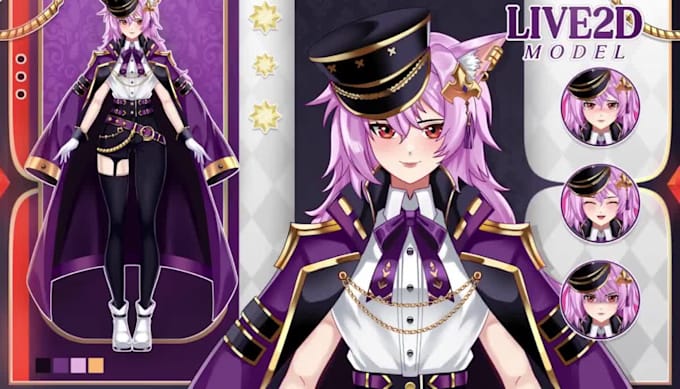 Draw and rig live2d vtuber model, png tuber, anime style for streamers ...