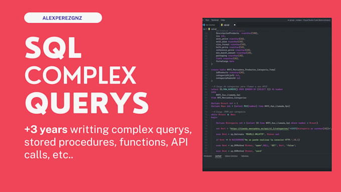Write complex sql querys, big query, snowflake by Alexperezgnz | Fiverr