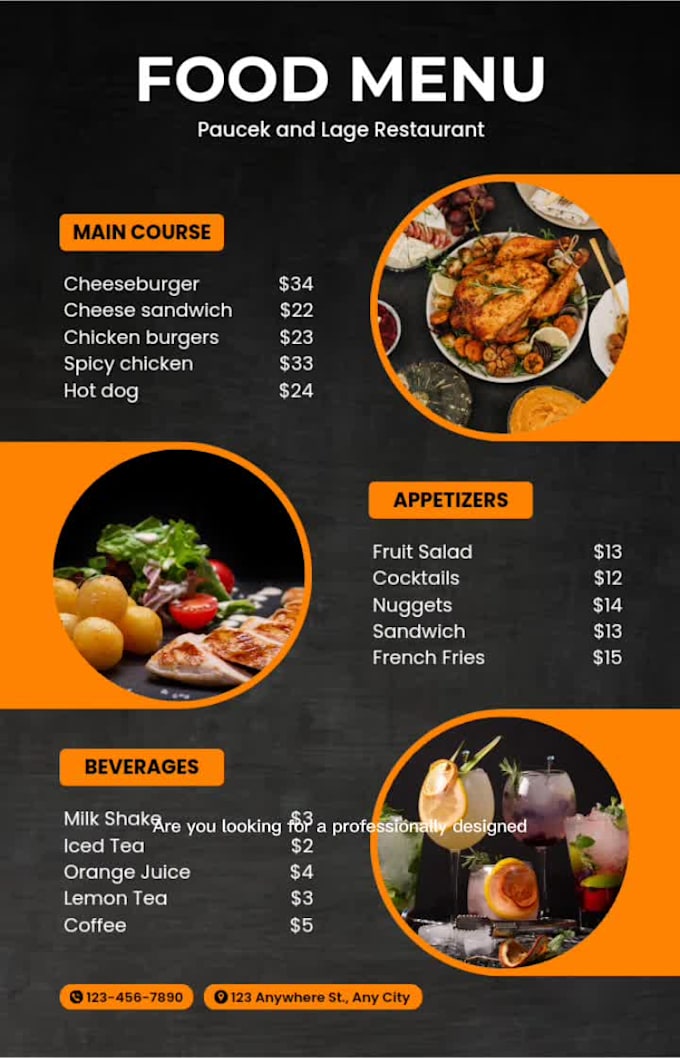 Do modern restaurant menu design by Venujagayanuka | Fiverr