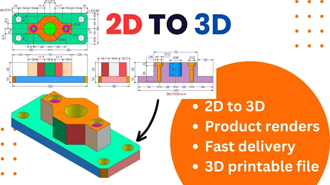 Convert 2d drawings to 3d model in solidworks by Itx_rizwan | Fiverr