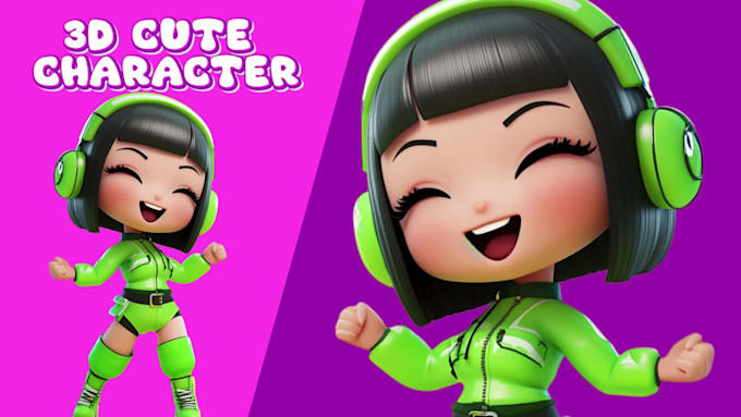 Design 3d cute character, animal, cartoon, mascot character for 3d game ...