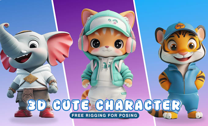 Create cute 3d characters for games, toys, mascots, or 3d printing by ...
