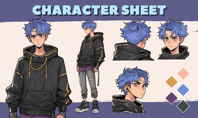 Design character sheet for vtuber and oc in anime art style by ...