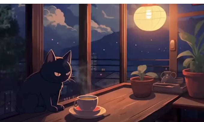 Create lofi loop animation animated gif, 4k quality lofi loop 2d ...